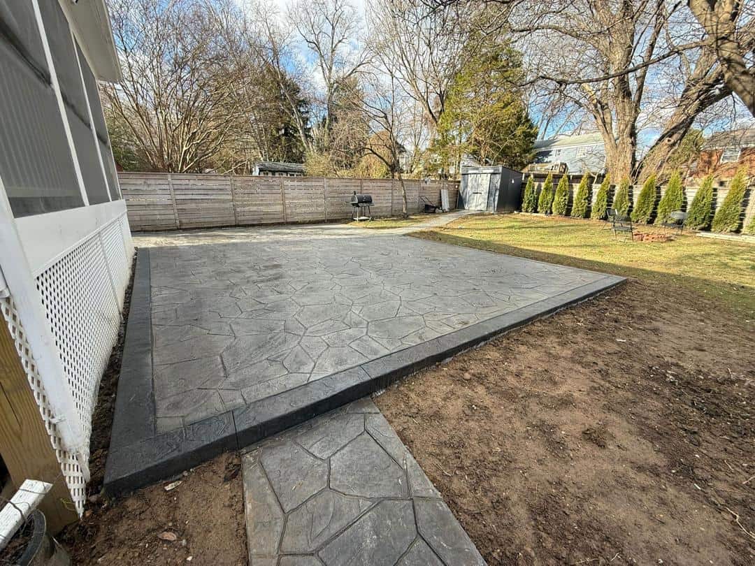 Stamped Backyard Patio, sidewalk, fence & driveway extension remodeling ...